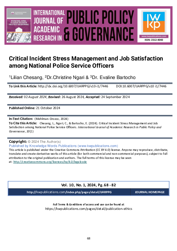 (PDF) Critical Incident Stress Management and Job Satisfaction among ...