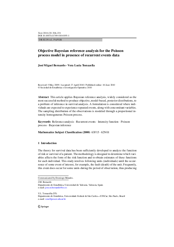 Pdf Objective Bayesian Reference Analysis For The Poisson Process Model In Presence Of