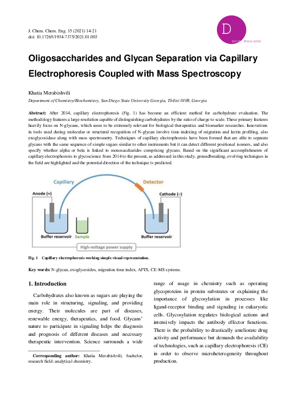 (PDF) Oligosaccharides and Glycan Separation via Capillary ...