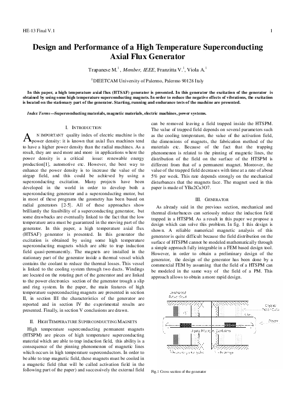 (PDF) Design and Performance of a High Temperature Superconducting Axial Flux Generator | V ...