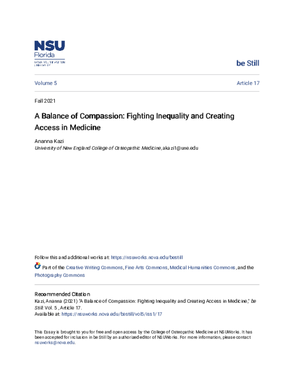 (PDF) A Balance of Compassion: Fighting Inequality and Creating Access ...