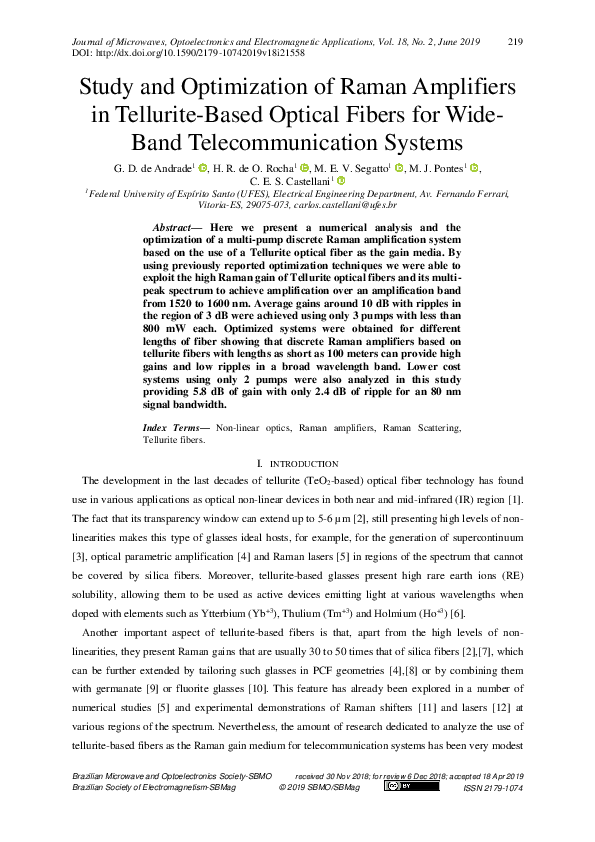 (PDF) Study and Optimization of Raman Amplifiers in Tellurite-Based ...