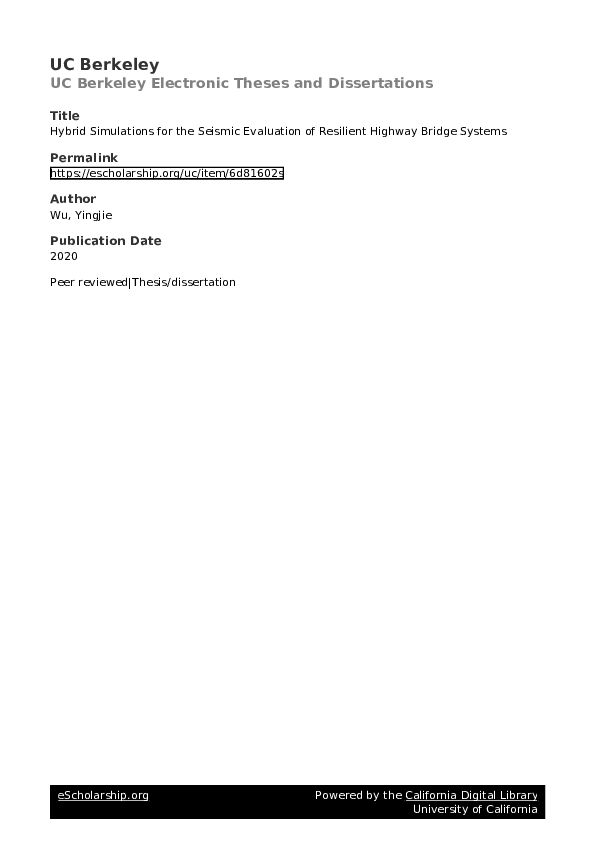 (PDF) Hybrid Simulations for the Seismic Evaluation of Resilient ...