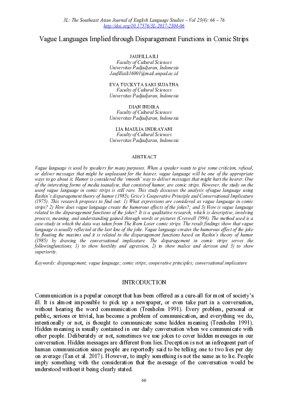 (PDF) Vague Languages Implied through Disparagement Functions in Comic ...