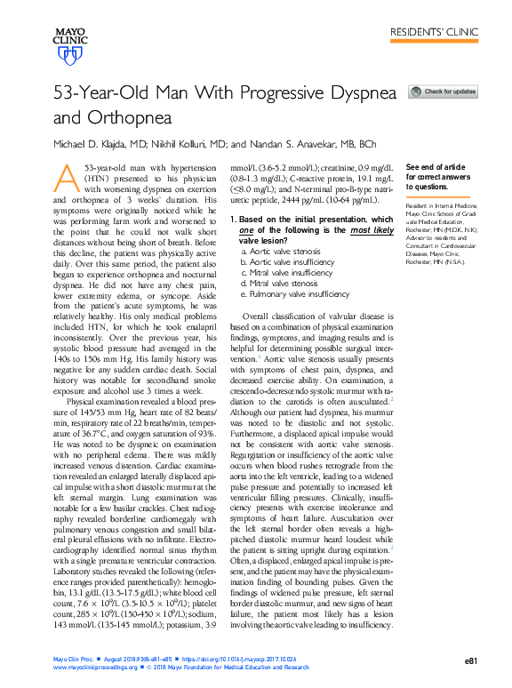 (PDF) 53-Year-Old Man With Progressive Dyspnea and Orthopnea