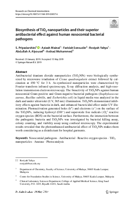 (PDF) Biosynthesis of TiO2 nanoparticles and their superior ...