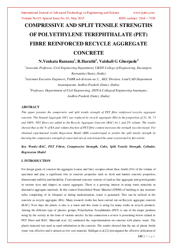 (PDF) Compressive and Split Tensile Strengths of Polyethylene ...