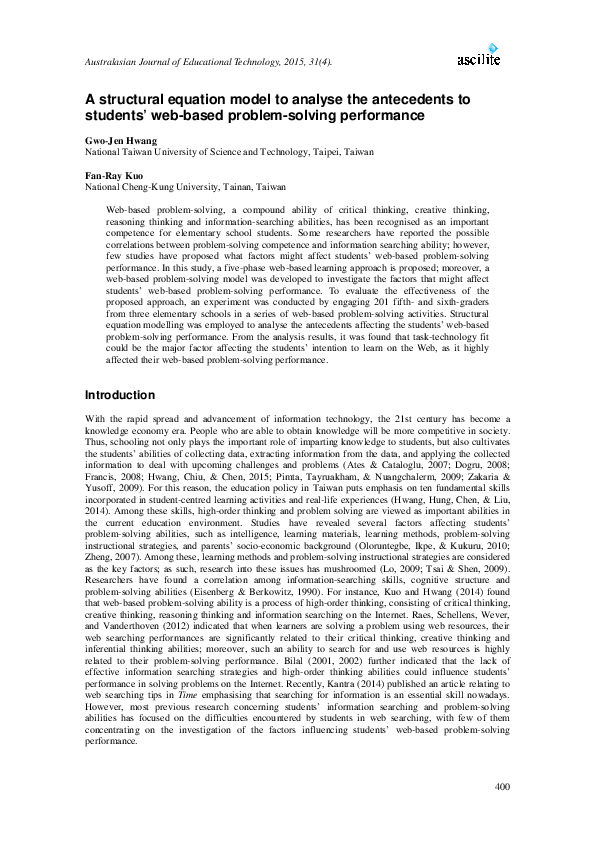 (PDF) A structural equation model to analyse the antecedents to students’ web-based problem ...