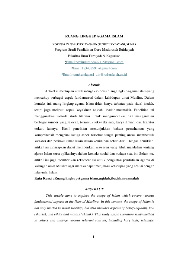 (PDF) RUANG LINGKUP AGAMA ISLAM