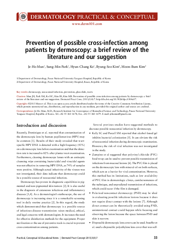(PDF) Prevention of possible cross-infection among patients by ...
