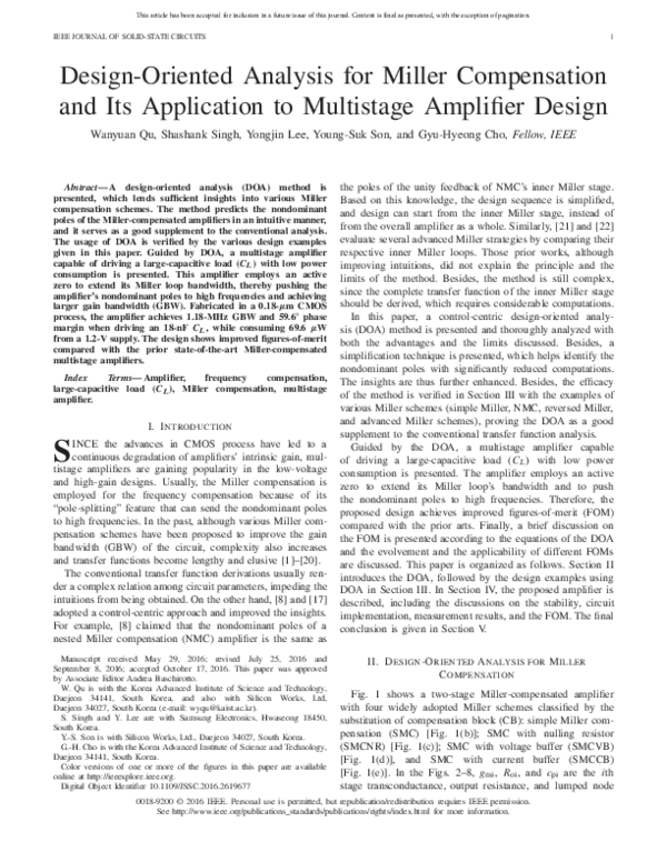 (PDF) Design-Oriented Analysis for Miller Compensation and Its ...