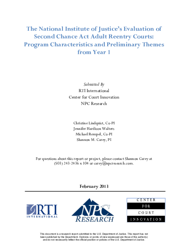 (PDF) The National Institute of Justice’s Evaluation of Second Chance ...