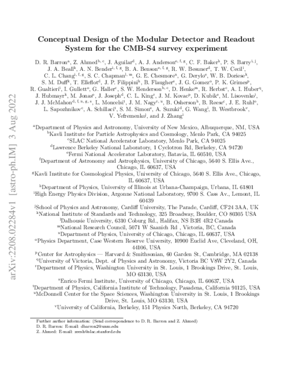 (PDF) Conceptual design of the modular detector and readout system for the CMB-S4 survey experiment