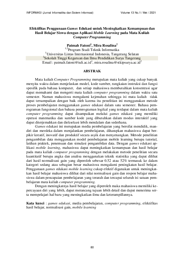 (PDF) Efektifitas Penggunaan Games Edukasi untuk Meningkatkan Kemampuan dan Hasil Belajar Siswa ...