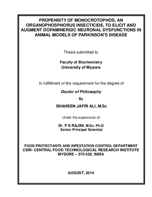 (PDF) Propensity of monocrotophos an organophosphorus insecticide to ...