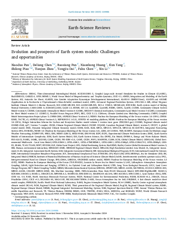 (PDF) Evolution and prospects of Earth system models: Challenges and ...
