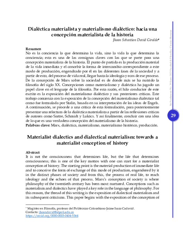(PDF) Dialéctica materialista y materialismo dialéctico: hacia una ...