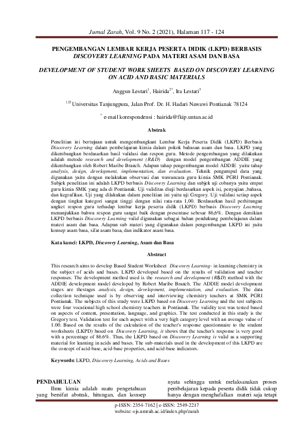 (PDF) Pengembangan Lembar Kerja Peserta Didik (LKPD) Berbasis Discovery Learning Pada Materi ...