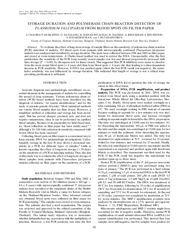 (PDF) Storage Duration and Polymerase Chain Reaction Detection of Plasmodium Falciparum from ...