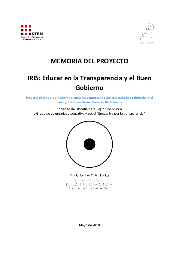 (PDF) Memoria del Proyecto IRIS: Educar en la Transparencia y el Buen ...