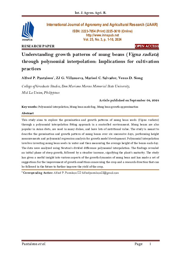(PDF) Understanding growth patterns of mung beans (Vigna radiata ...