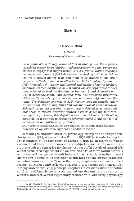 (PDF) Behaviorism