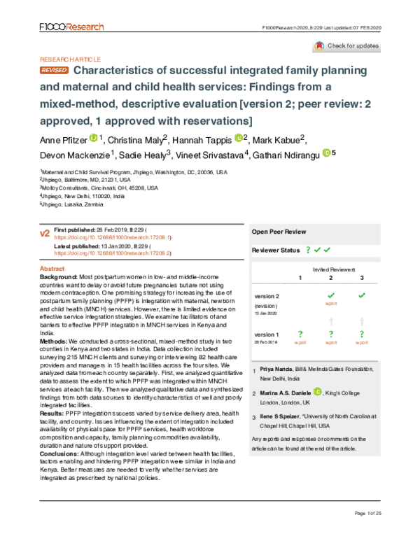 (PDF) Characteristics of successful integrated family planning and ...