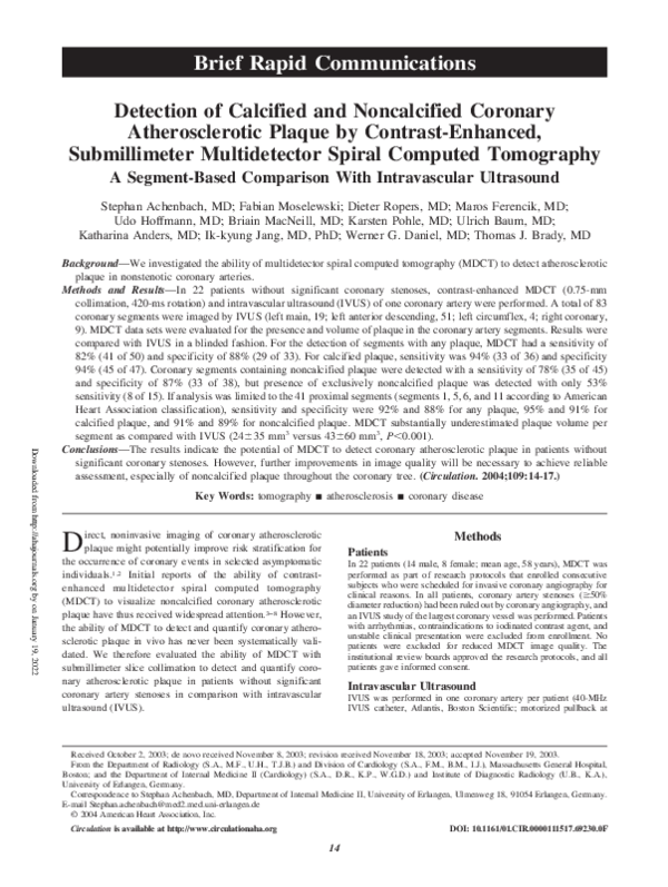 Pdf A Segment Based Comparison With Intravascular Ultrasound