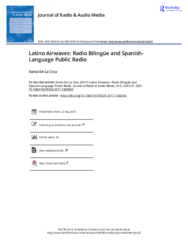 (PDF) Latino Airwaves: Radio Bilingüe and Spanish-Language Public Radio
