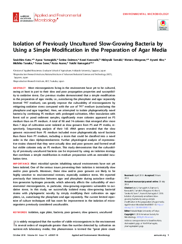(PDF) Isolation of Previously Uncultured Slow-Growing Bacteria by Using ...
