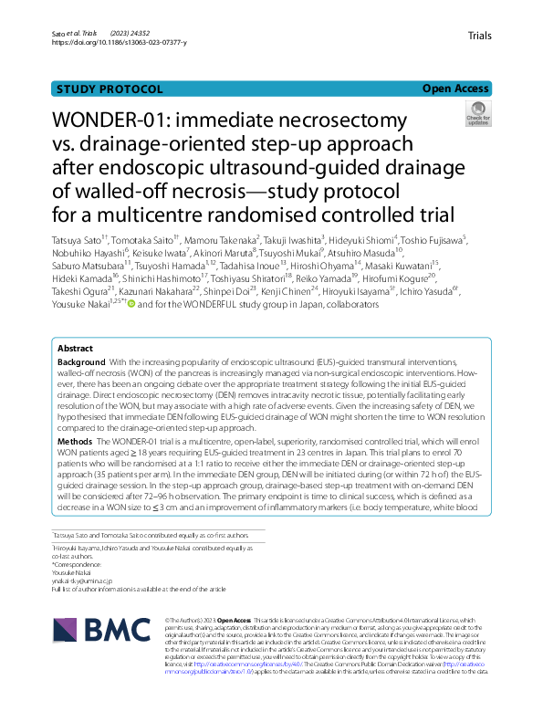 (PDF) WONDER-01: immediate necrosectomy vs. drainage-oriented step-up ...