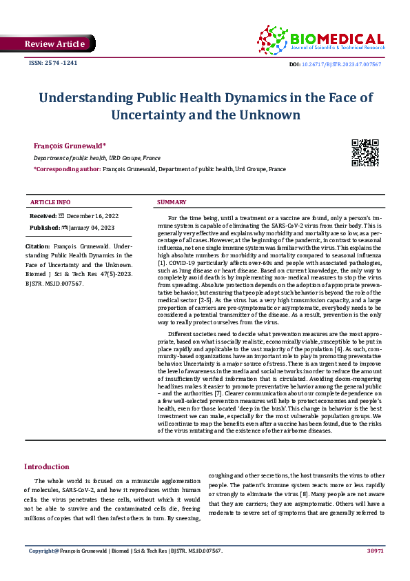(PDF) Understanding Public Health Dynamics in the Face of Uncertainty ...