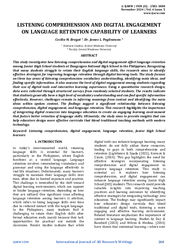 (PDF) LISTENING COMPREHENSION AND DIGITAL ENGAGEMENT ON LANGUAGE ...
