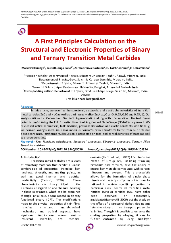 (PDF) A First Principles Calculation on the Structural and Electronic ...