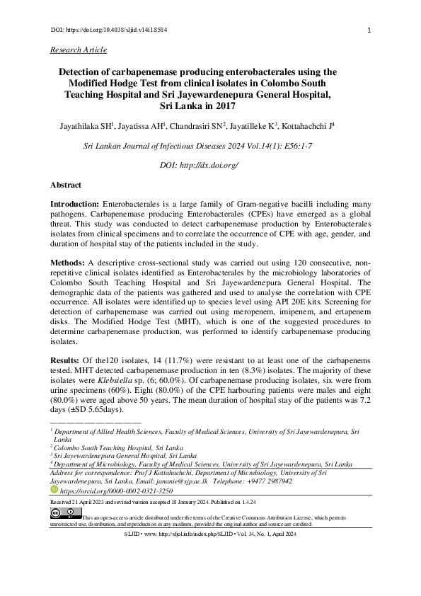 (PDF) Detection of carbapenemase producing enterobacterales using the ...