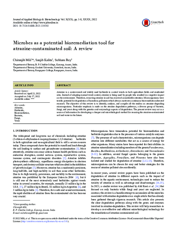 (PDF) Microbes as a potential bioremediation tool for atrazine ...