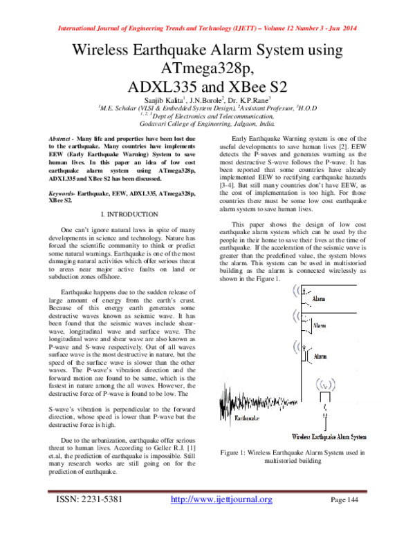 (PDF) Wireless Earthquake Alarm System using ATmega328p, ADXL335 and ...
