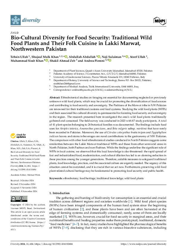 (PDF) Bio-Cultural Diversity for Food Security: Traditional Wild Food ...