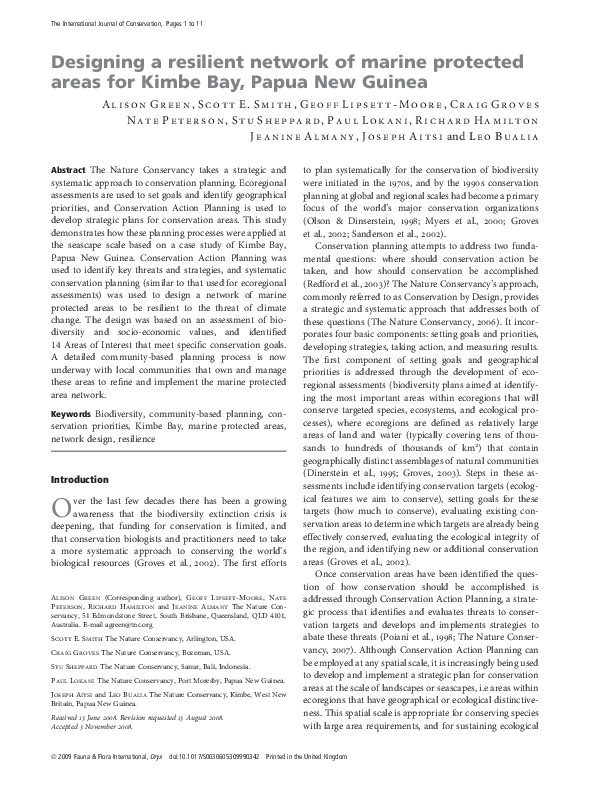 (PDF) Green et al 2009 Kimbe Bay MPA Network Design Green