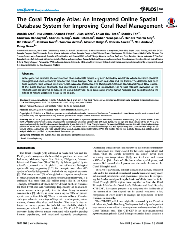 (PDF) The Coral Triangle Atlas: An Integrated Online Spatial Database System for Improving Coral ...