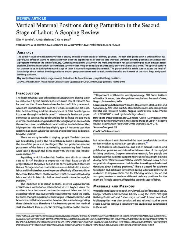(PDF) Vertical Maternal Positions during Parturition in the Second ...