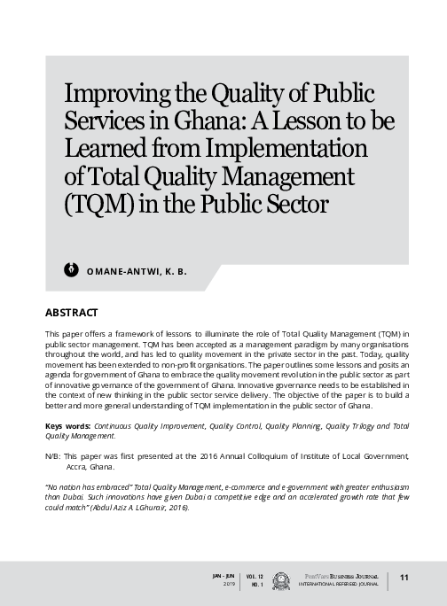 (PDF) Improving the Quality of Public Service in Ghana: A Lesson to be ...