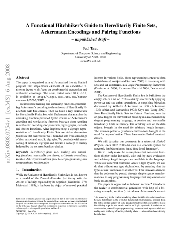 (PDF) A Functional Hitchhiker's Guide to Hereditarily Finite Sets ...
