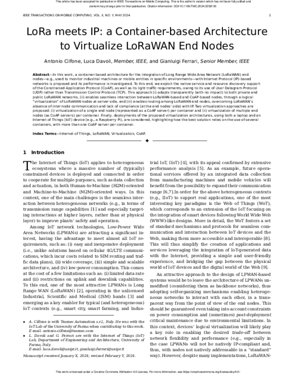 (PDF) LoRa meets IP: a Container-based Architecture to Virtualize ...