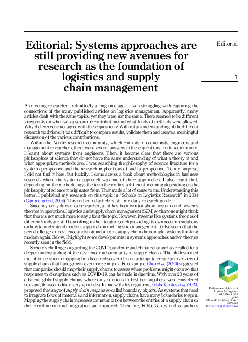 (PDF) Editorial: Systems approaches are still providing new avenues for ...