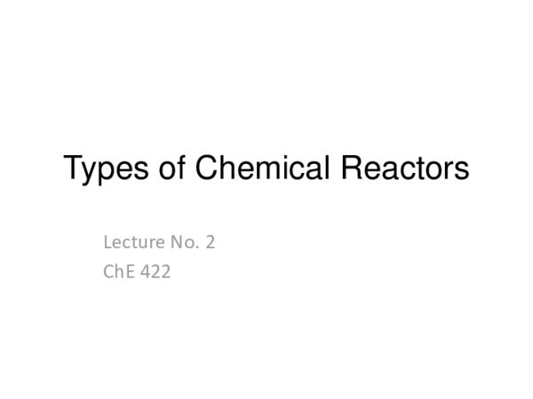 (PDF) Lecture 2 Types of Chemical Reactors 1