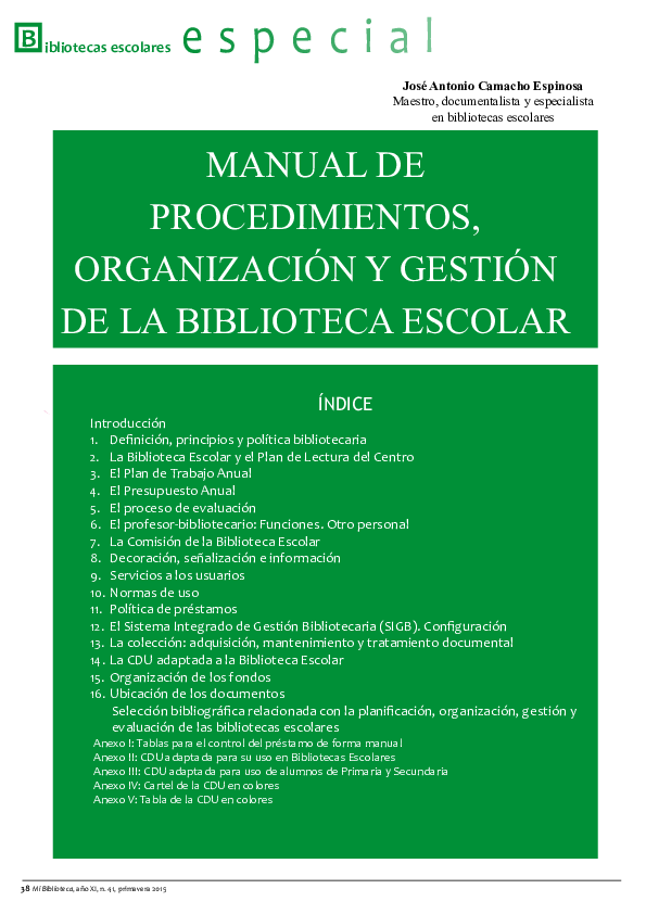 Pdf Manual De Procedimientos Organización Y Gestión De La Biblioteca