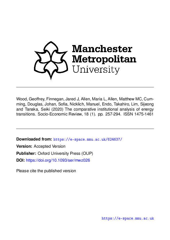 (PDF) The comparative institutional analysis of energy transitions