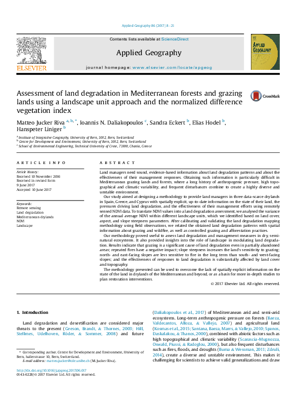 (PDF) Assessment of land degradation in Mediterranean forests and ...