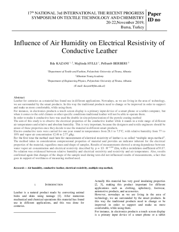 (PDF) Influence of Air Humidity on Electrical Resistivity of Conductive ...